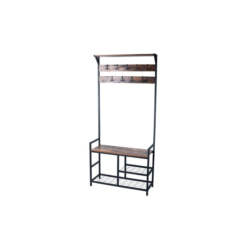 Zimtown Coat Rack Shoe Bench Hall Tree Entryway Storage Shelf Wood
