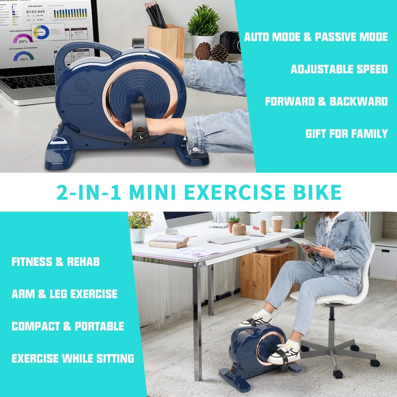 TARESNESS Electric Under Desk Bike Peddler Exerciser for Arm/Leg ...