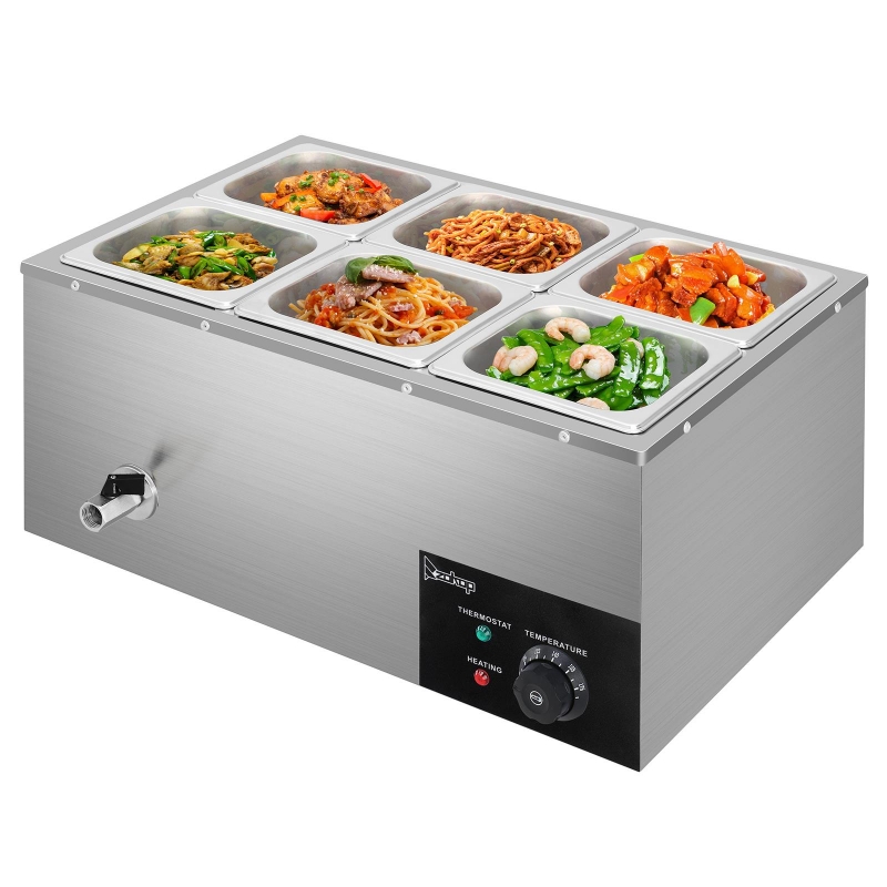 Zimtown 6 Pan Commercial Food Warmer,Professional Stainless Steel Buffet Bain Marie 3.2 Quart ...