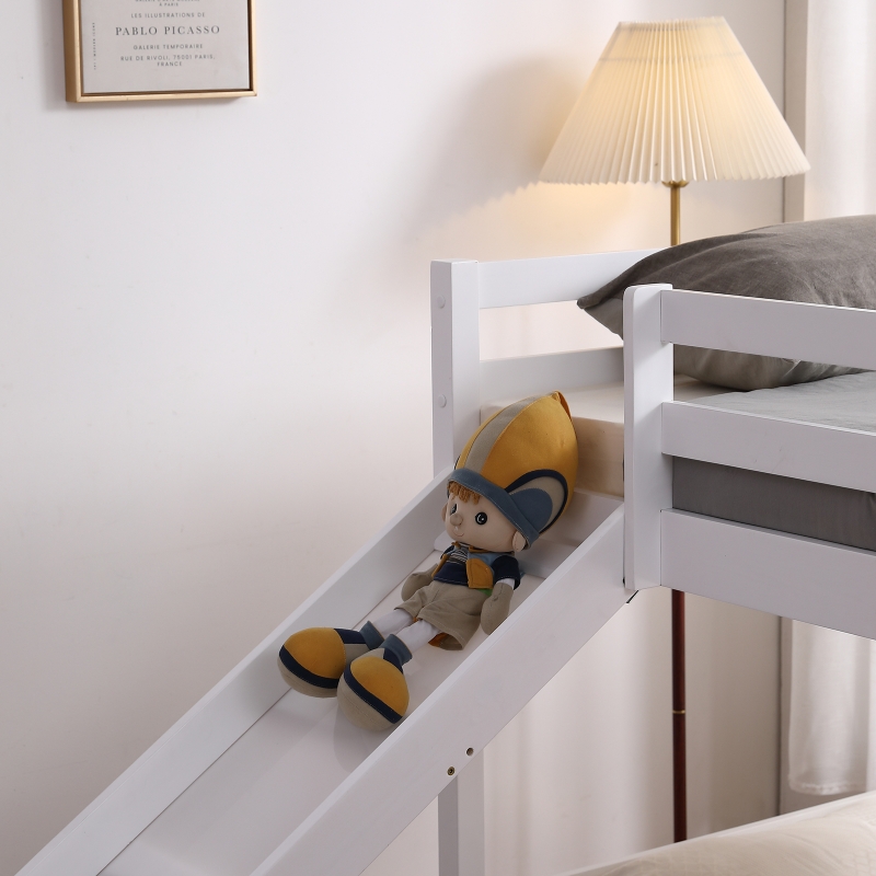 white bed with slide