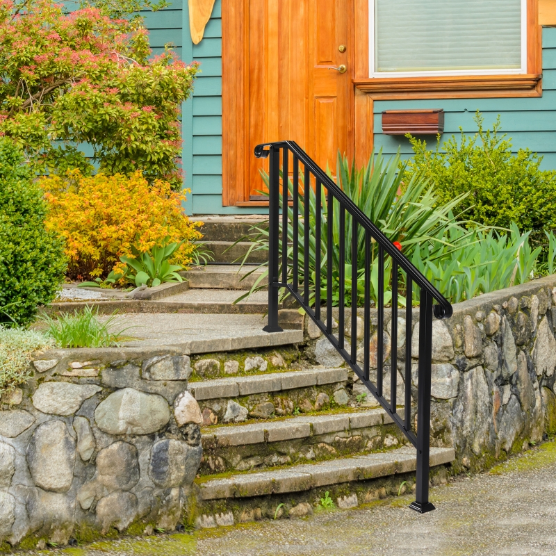 Zimtown Handrails For Outside Steps Handrails For Stairs Fits 1 5 Step Wrought Iron Picket