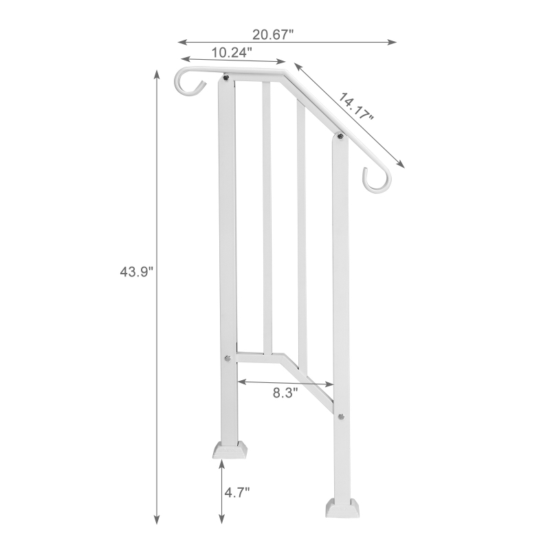 Zimtown Handrail for Stairs Outdoor Steps Handrail Fits 1 or 2 Steps ...