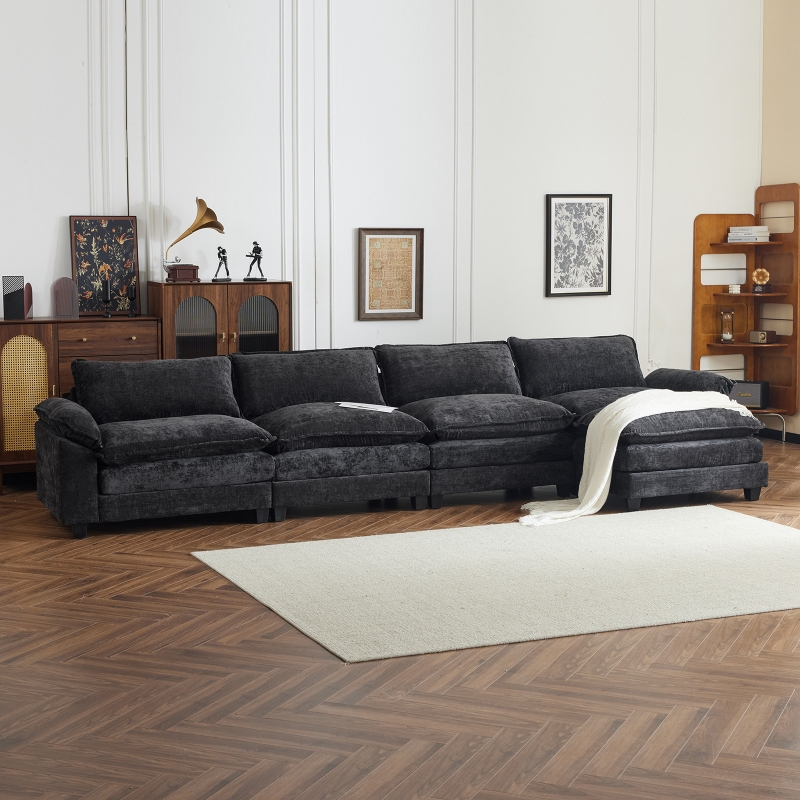 Zimtown Sectional Sofa with Ottoman, L Shaped Convertible Zimtown Sectional Sofa with Ottoman, L Shaped Convertible