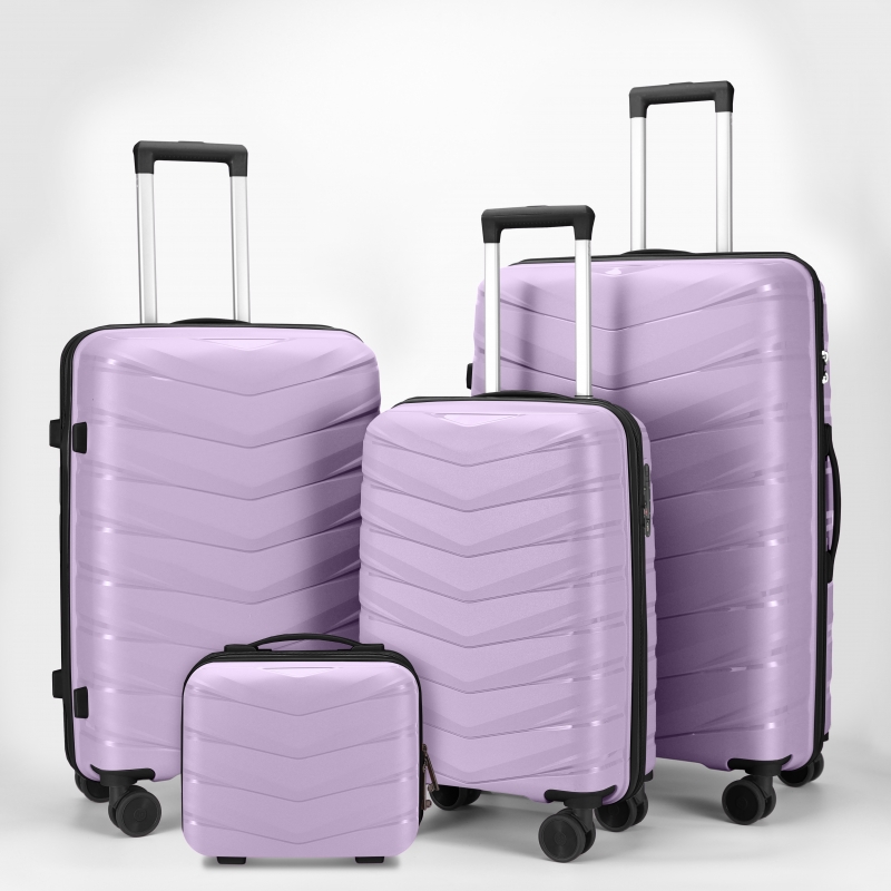 Zimtown 4 Piece Luggage Set, PP Hard Shell Suitcase 14" 20" 24" 28 ...